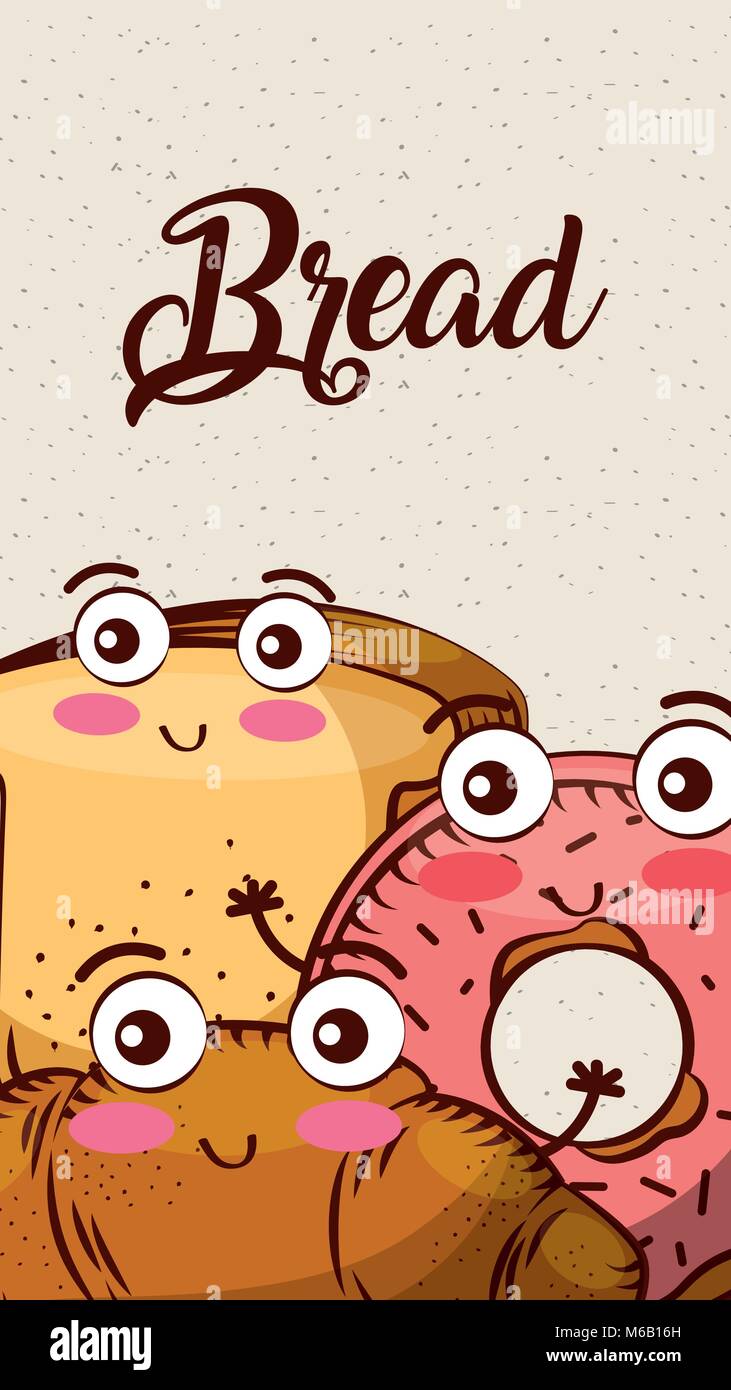 cartoon kawaii bread fresh bakery vertical banner Stock Vector Image ...