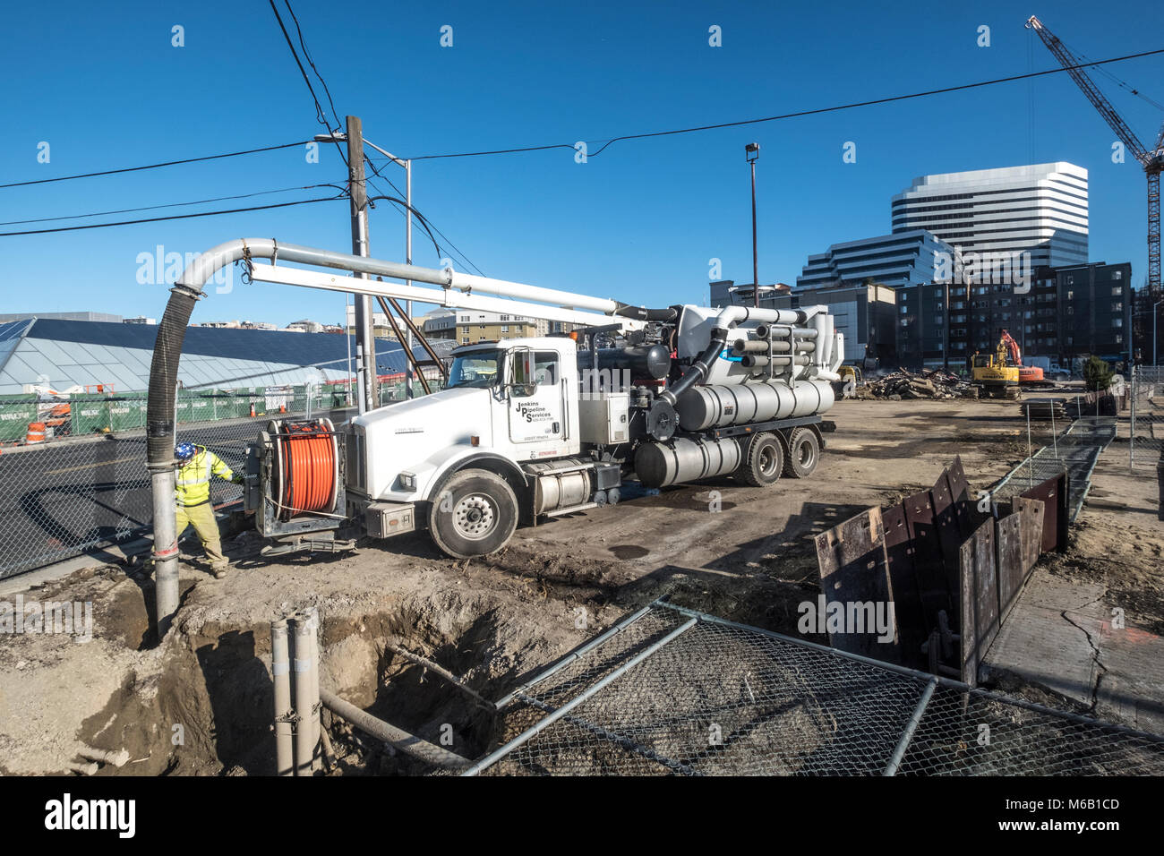 Laborer, construction site, Denny Triangle, Seattle, Washington, USA ...