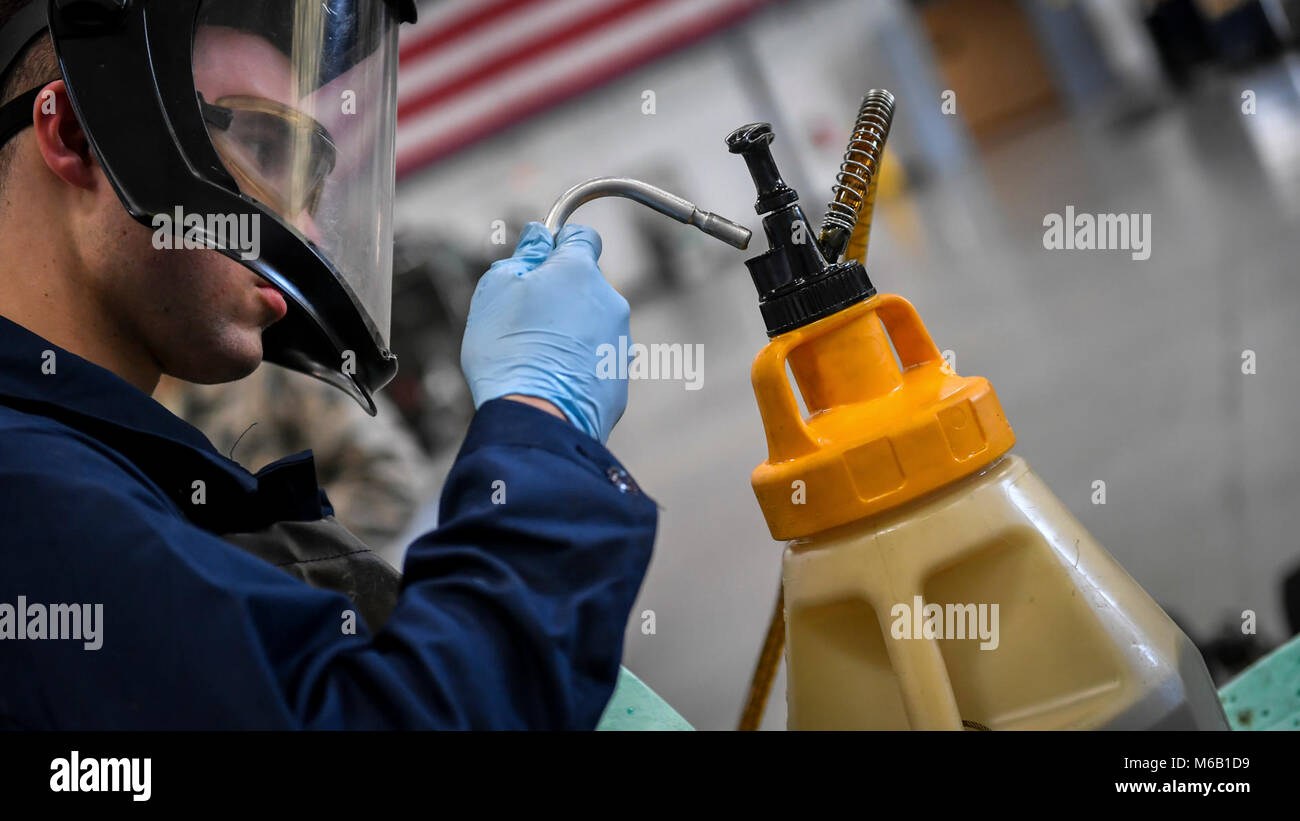 Aerospace ground equipment technicians conduct an annual safety ...