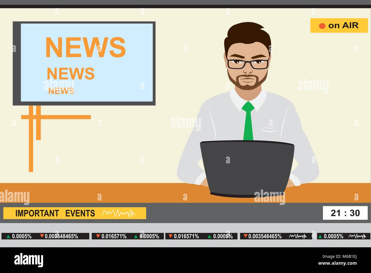 news anchor man header TV, stock vector illustration Stock Vector Image ...