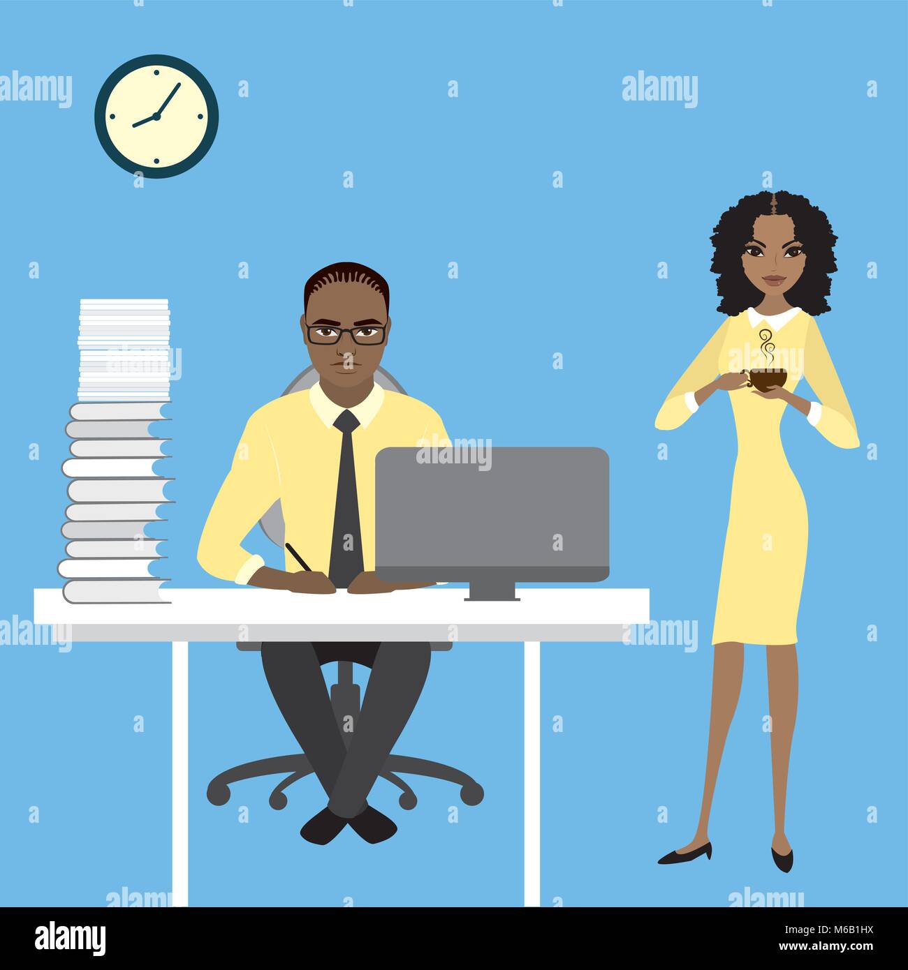 African American Secretary Clipart