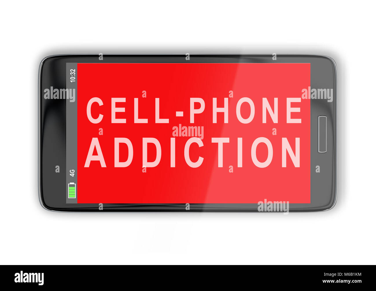 3D illustration of CELL-PHONE ADDICTION title on cellular screen ...