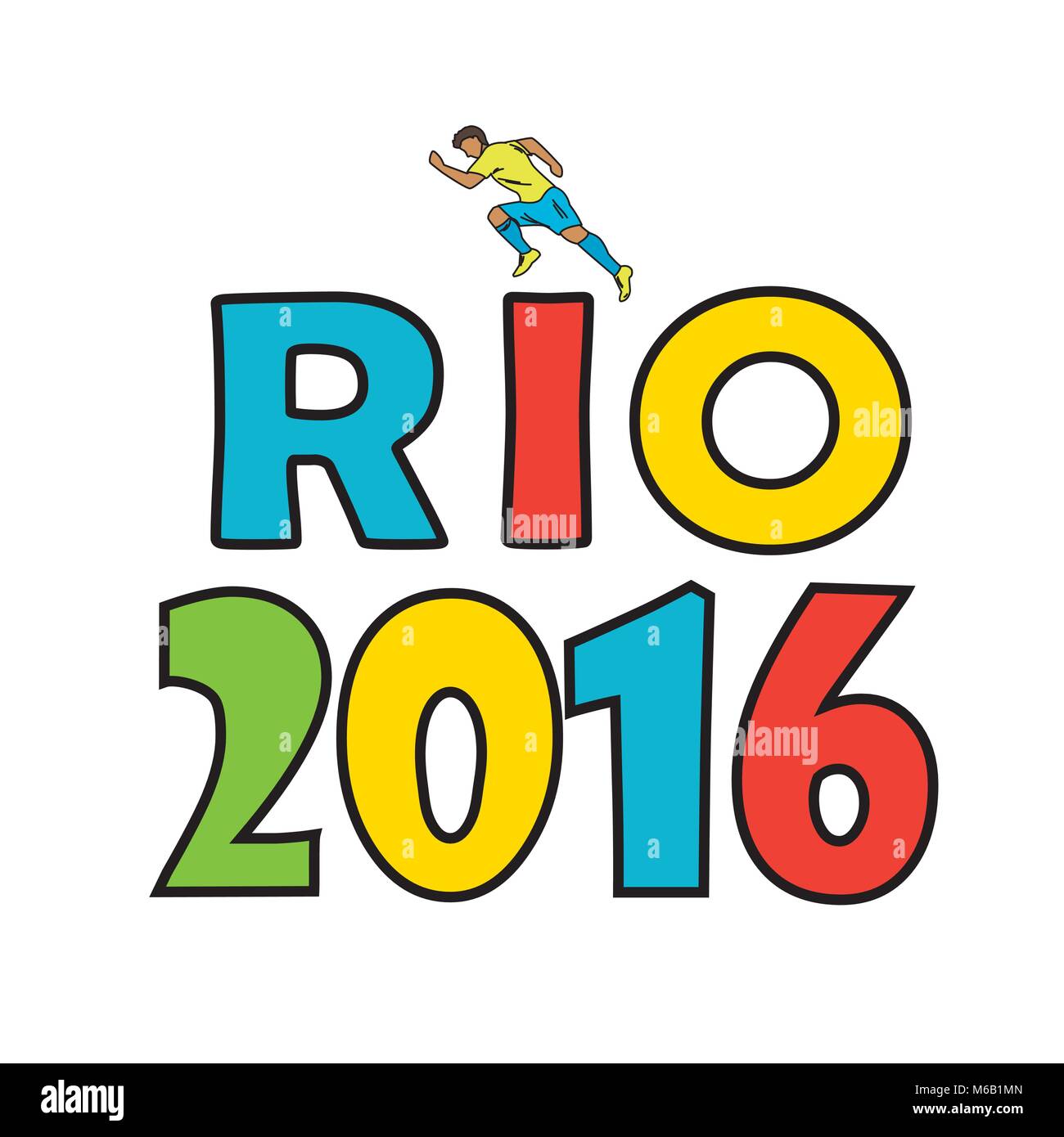 inscription RIO 2016 with running man , isolated on white background ...