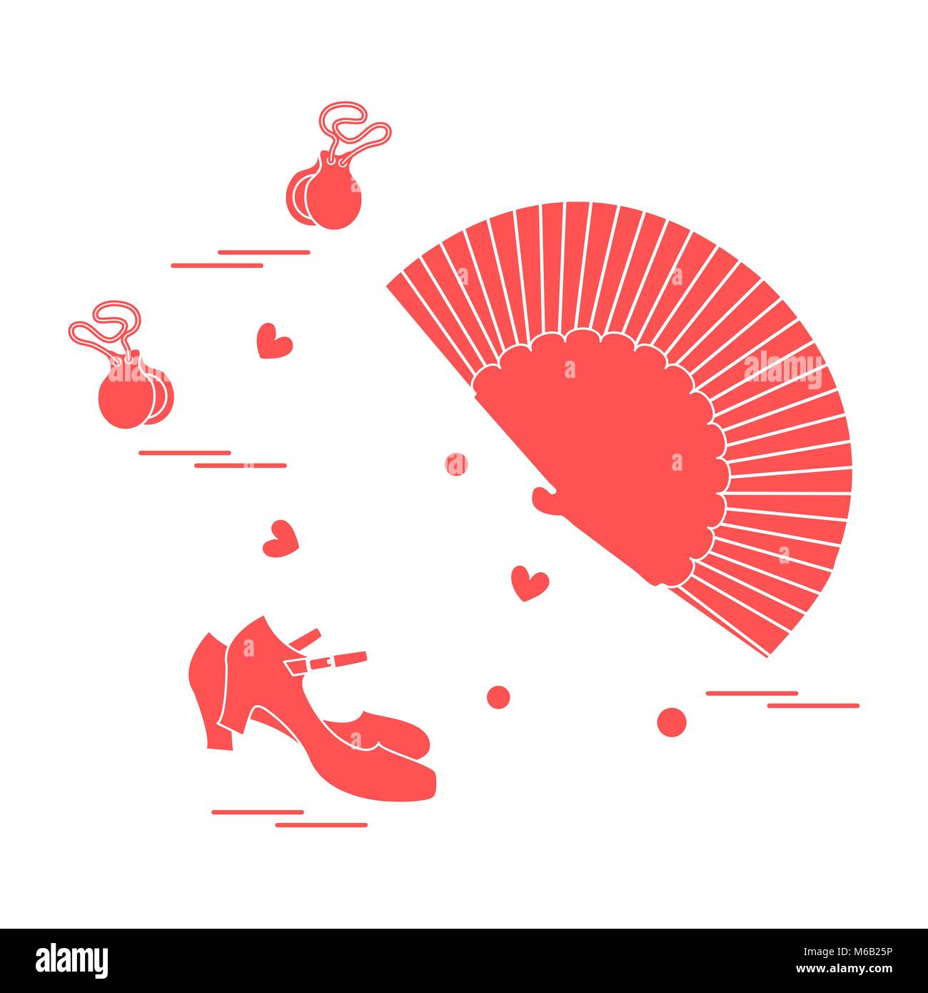 Vector illustration with various symbols of dance culture of Spain ...