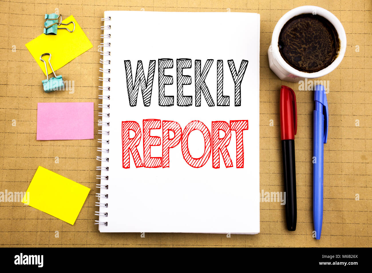 Word, writing Weekly Report. Business concept for Analyzing Performance ...
