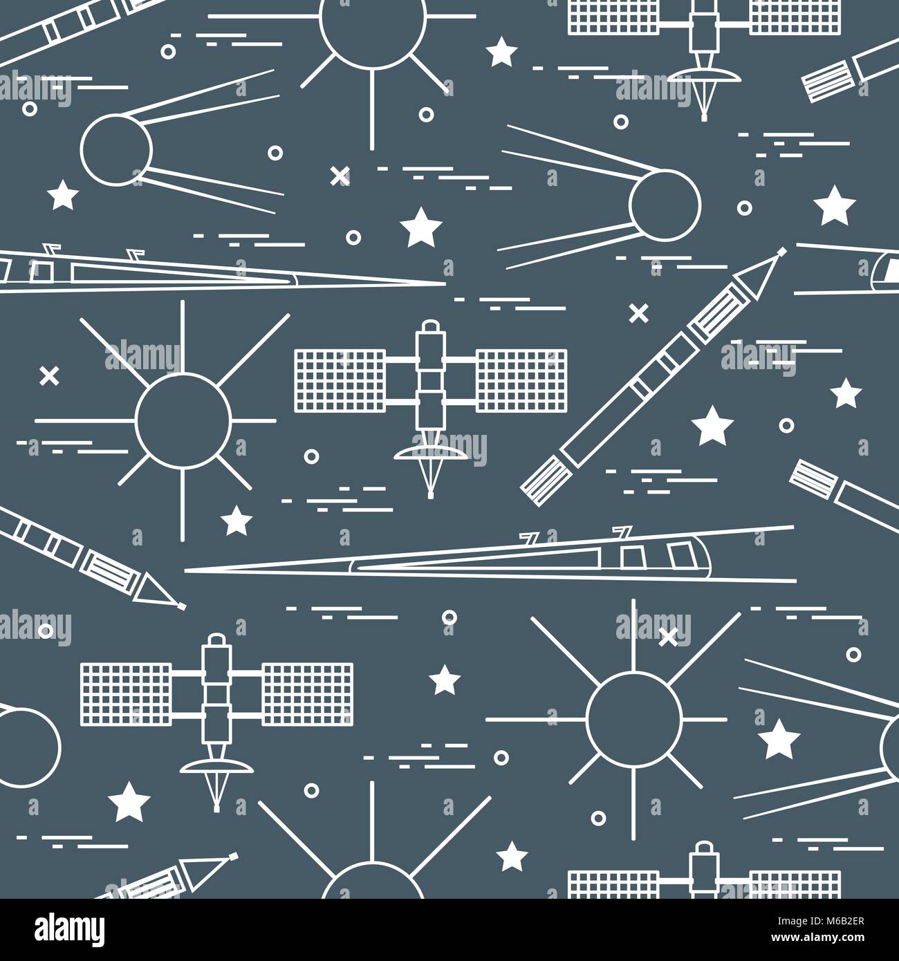 Seamless pattern with variety space exploration elements. Design for ...