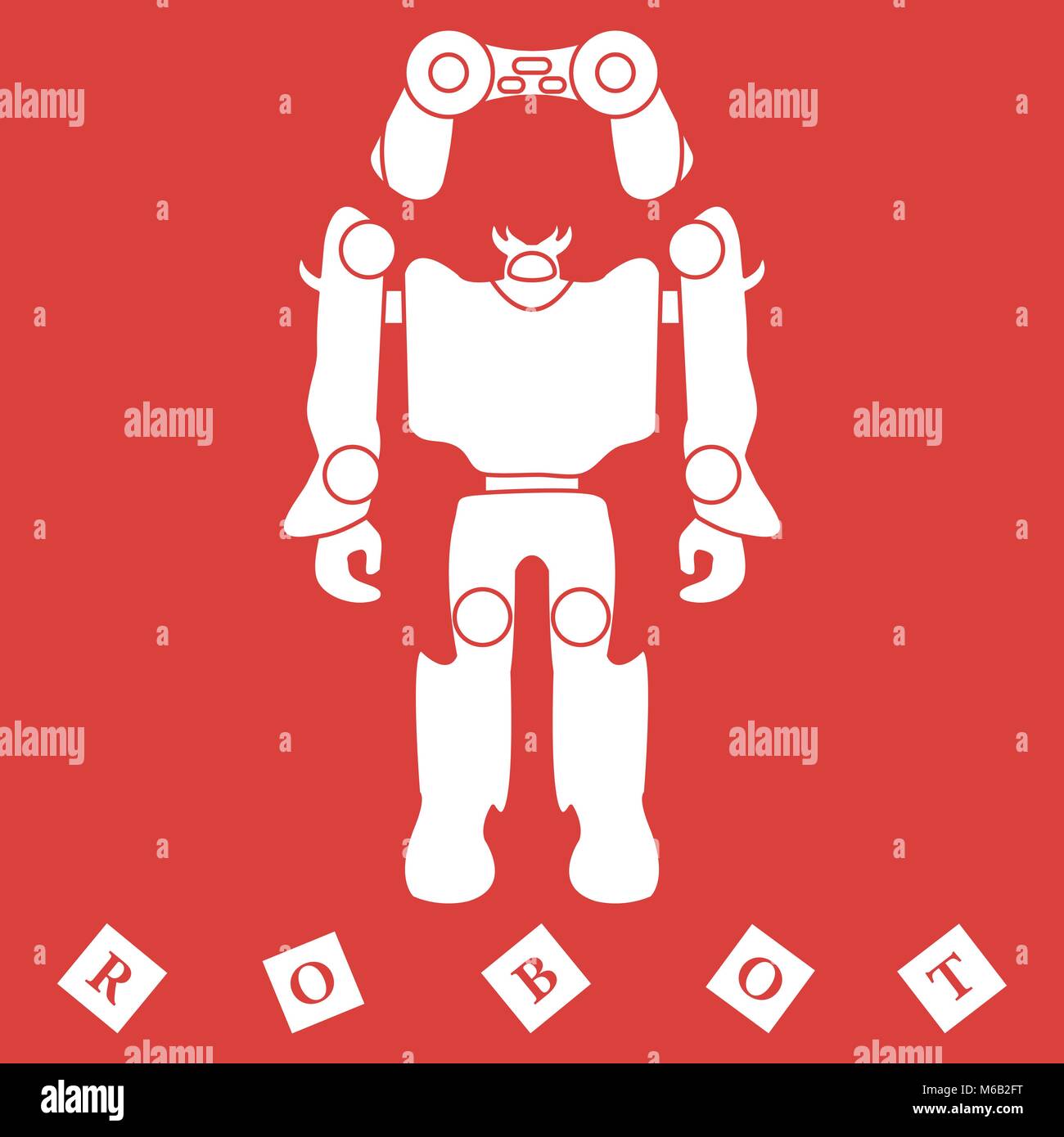 Toys for children: robot, remote control, cubes. Design for banner ...