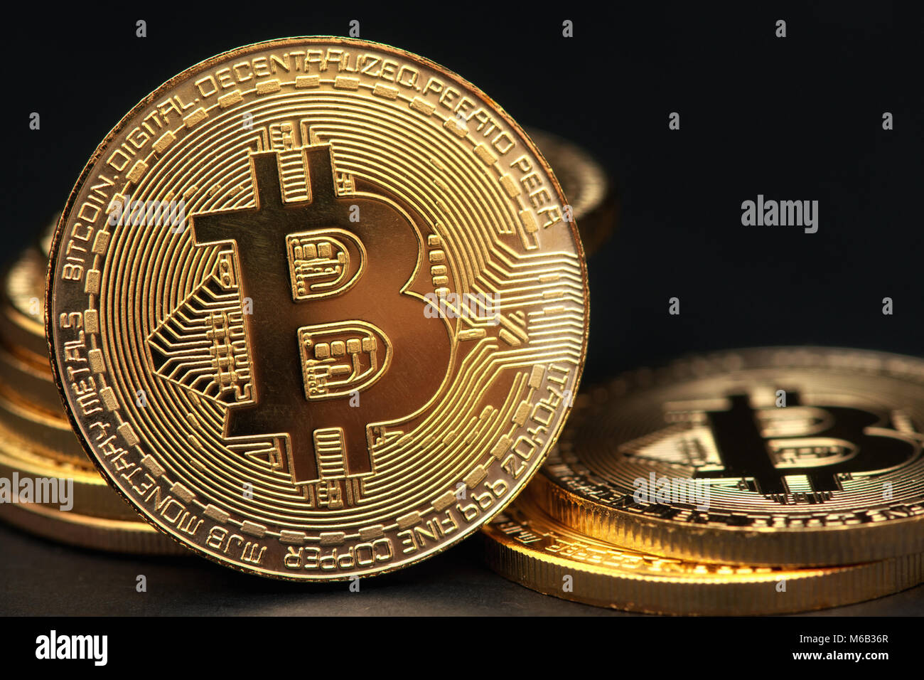 crypto currency bitcoin golden representation on black background Stock ... crypto currency bitcoin golden representation on black background Stock ...