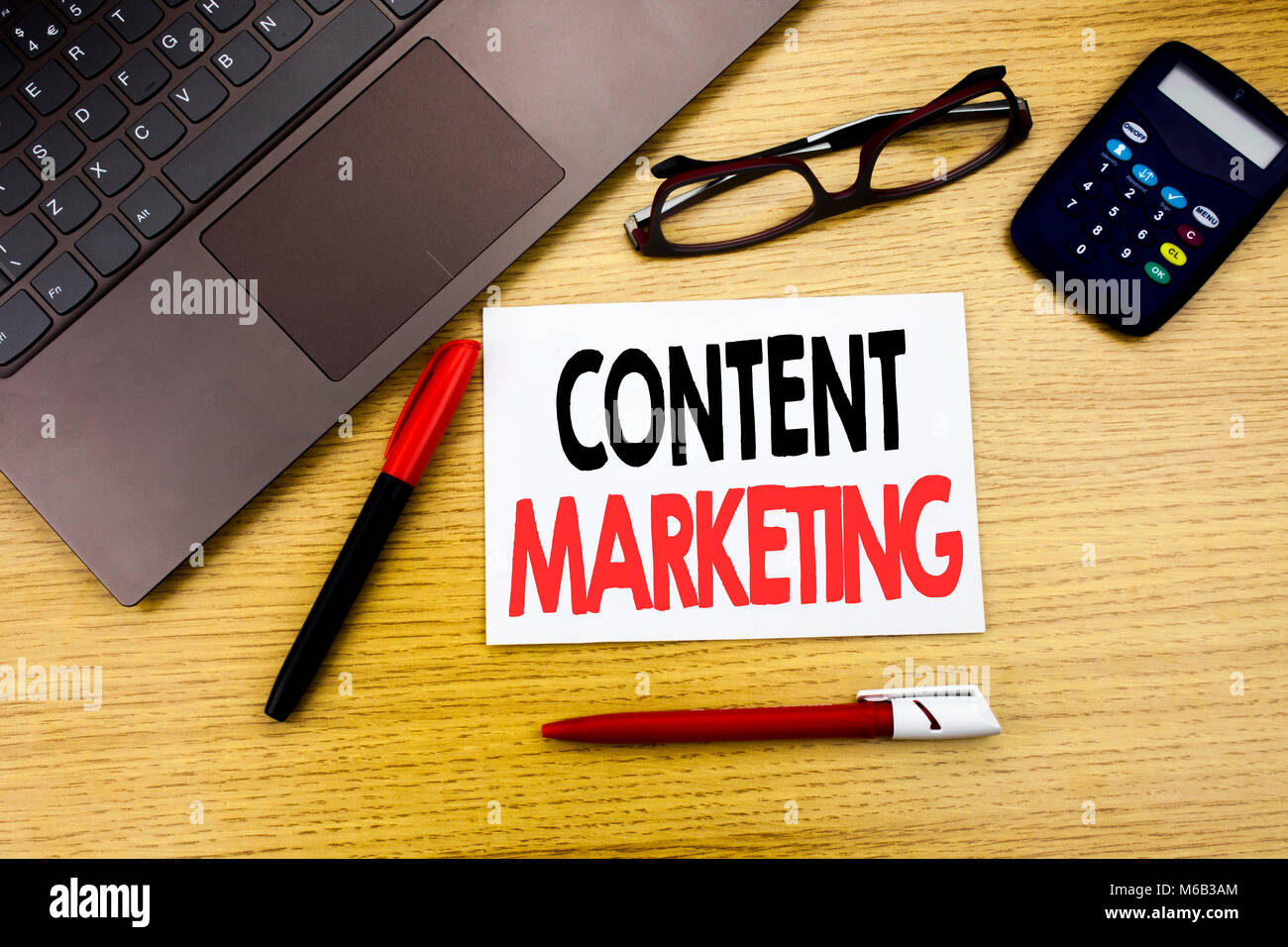 Handwritten text caption showing Content Marketing. Business concept ...