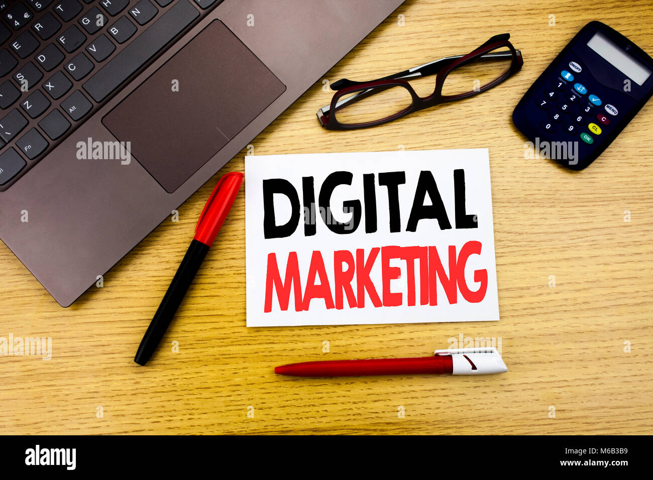 Handwritten text caption showing Digital Marketing. Business concept ...