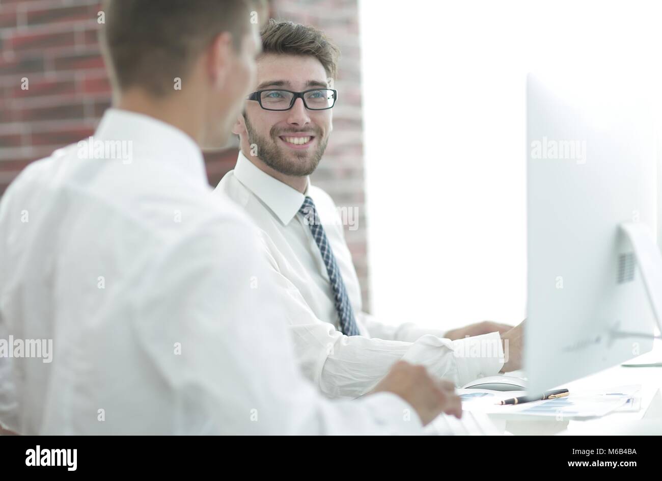 office employees work on the computer Stock Photo - Alamy