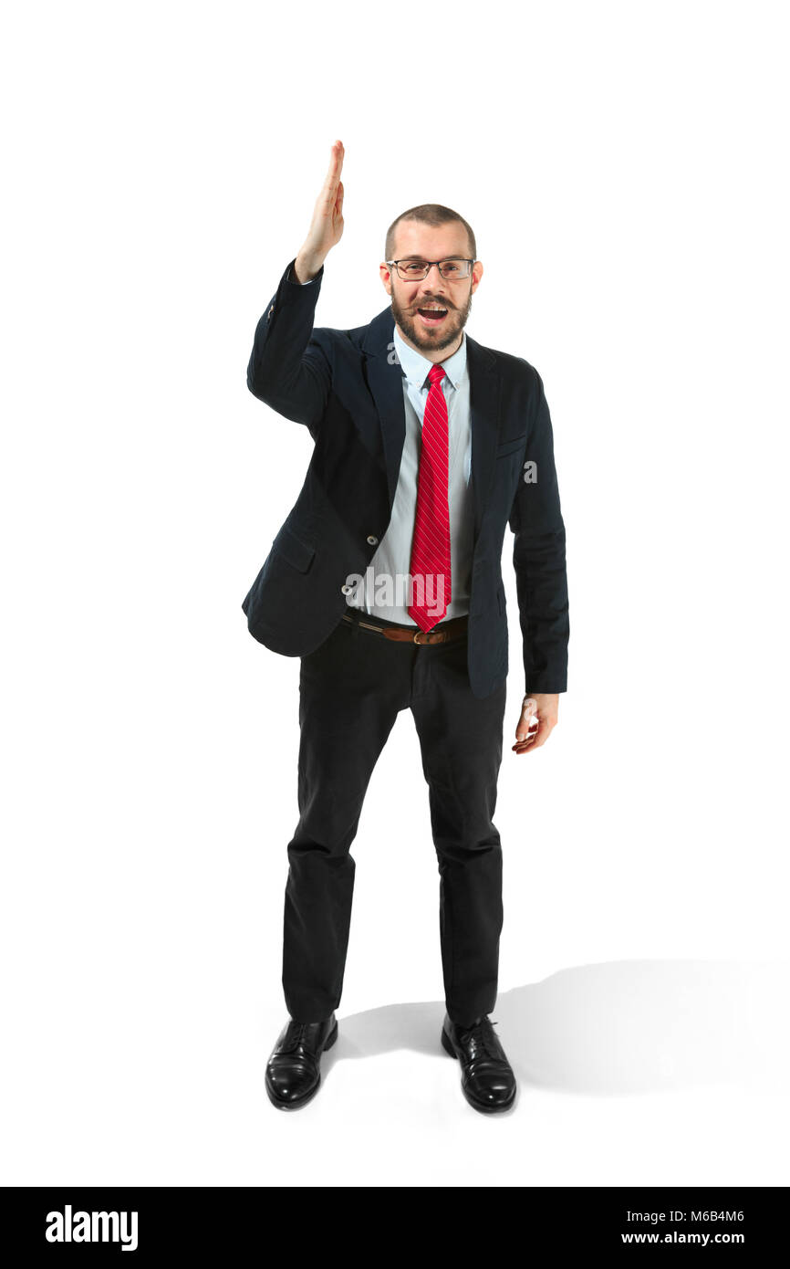 Choose me. Full body view of businessman on white studio background ...