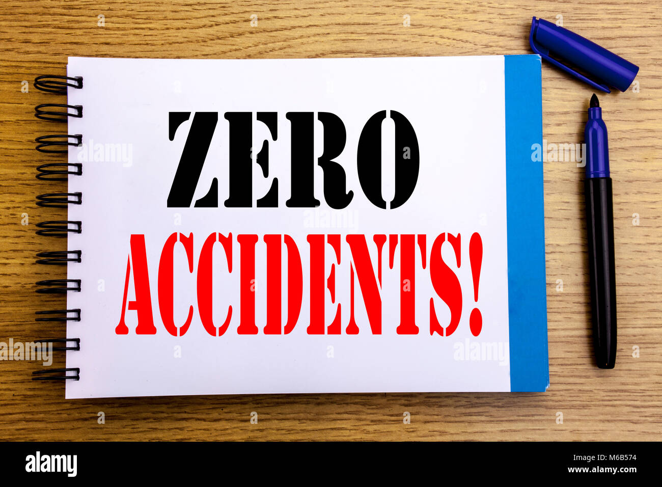 Handwriting Announcement text showing Zero Accidents. Business concept ...
