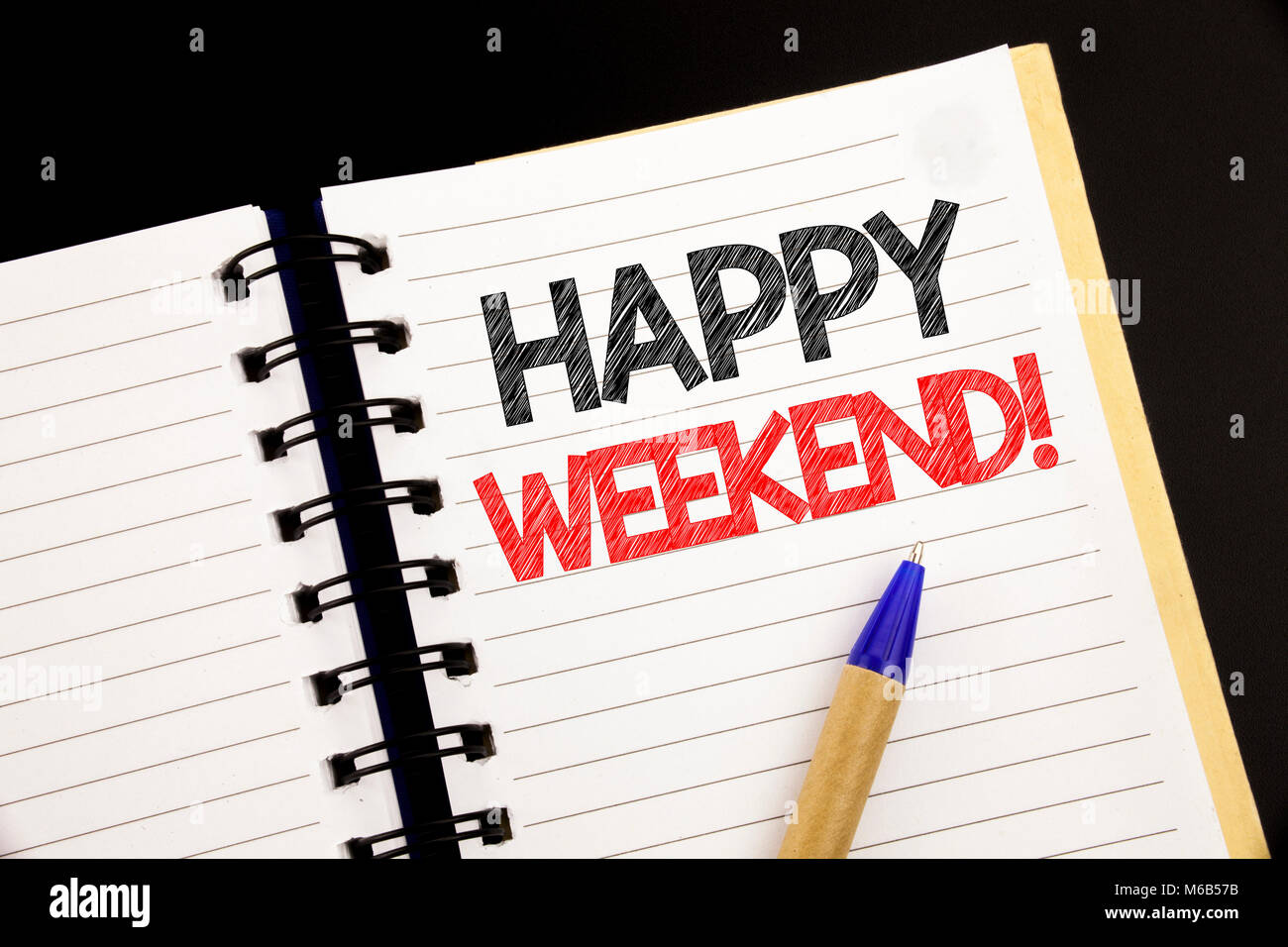 Handwriting Announcement text showing Heppy Weekend . Business concept ...