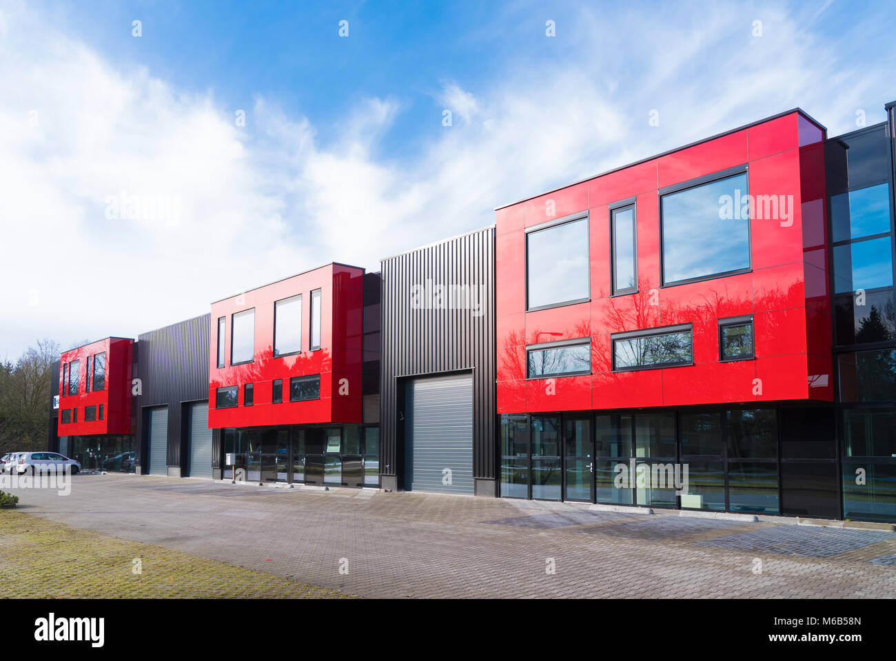 DENEKAMP, NETHERLANDS - FEBRUARY 4, 2017: Modern exterior of a newly ...