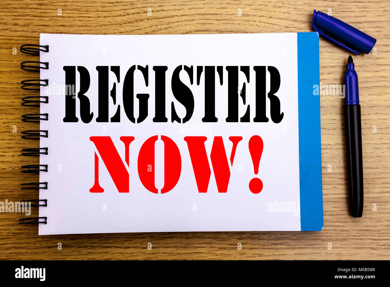 Handwriting Announcement text showing Register Now. Business concept ...