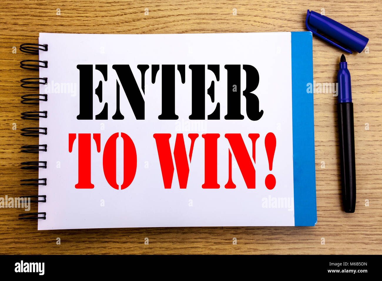 Handwriting Announcement text showing Enter to Win. Business concept ...