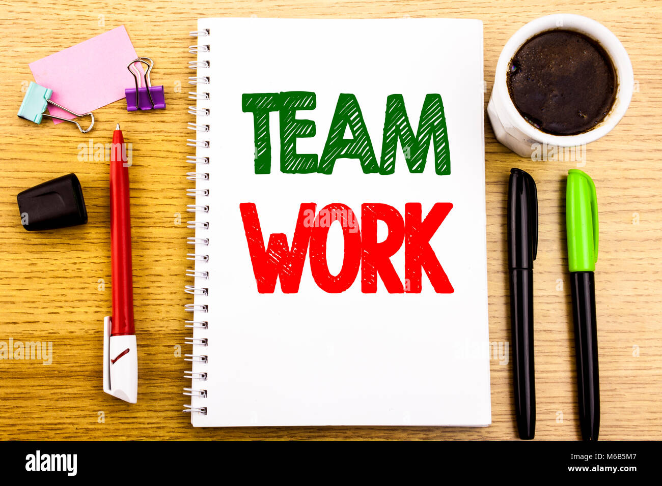Hand writing text caption showing Team Work. Business concept for ...