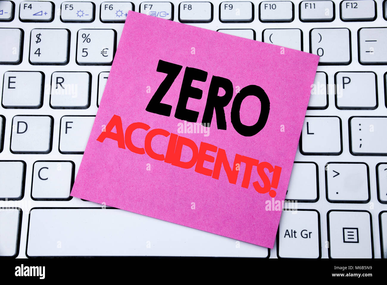 Handwriting Announcement text showing Zero Accidents. Business concept ...