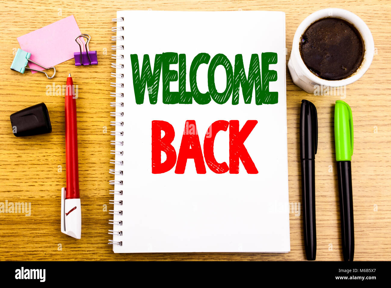 Hand writing text caption showing Welcome Back. Business concept for ...