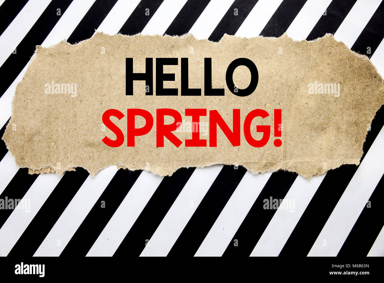 Handwritten text showing Hello Spring!. Business concept writing for ...