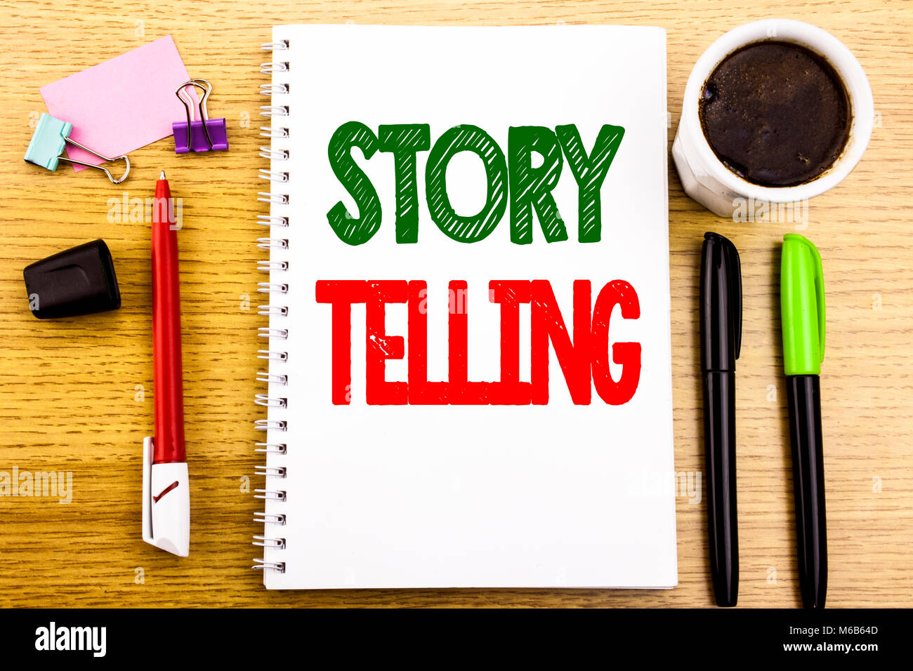 Hand writing text caption showing Storytelling. Business concept for ...