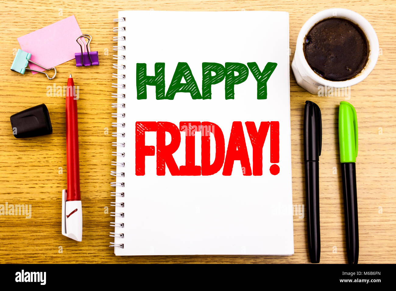 Hand writing text caption showing Happy Friday . Business concept for ...