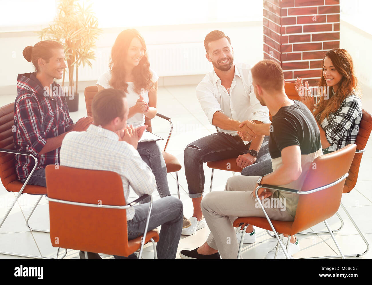 friendly handshake colleagues when meeting Stock Photo - Alamy