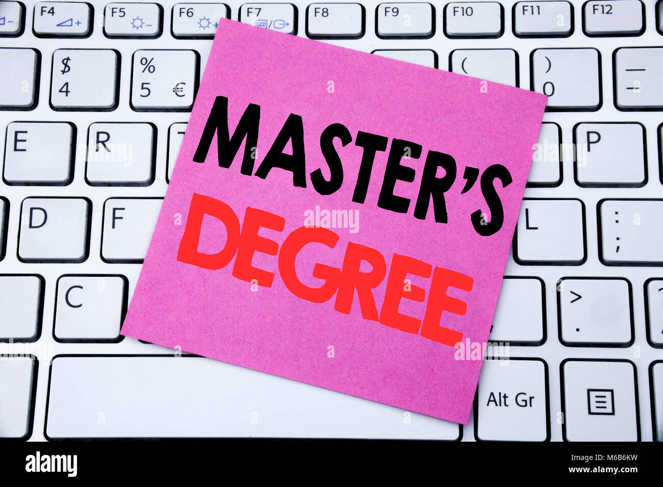 Handwriting Announcement text showing Master s Degree. Business concept ...