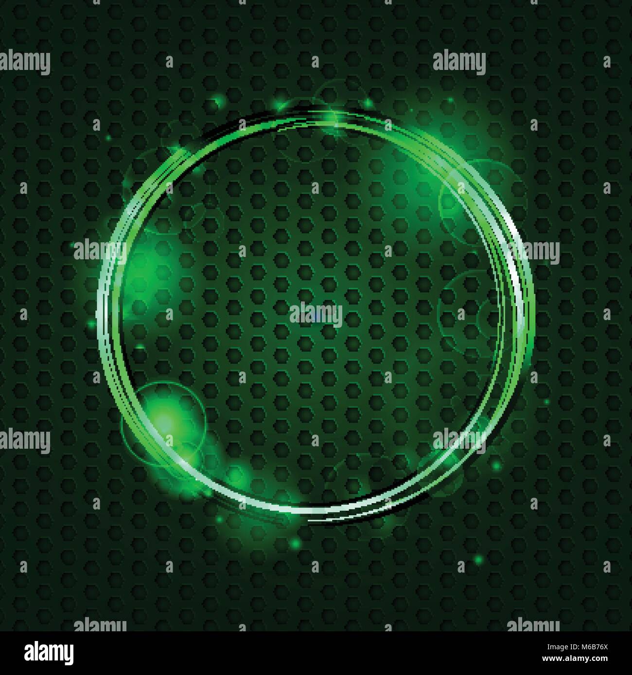 Abstract Green Mesh Metallic Plate and Green Glowing Circles Background ...