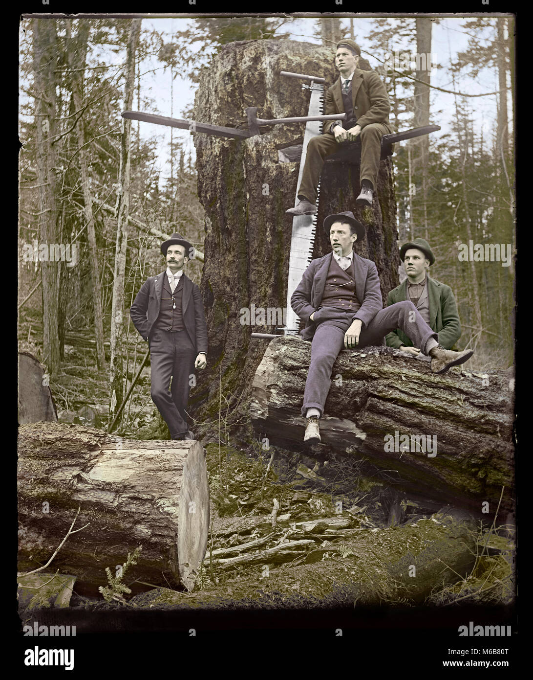 Washington loggers on a Sunday afternoon in 1911, posing in their best ...