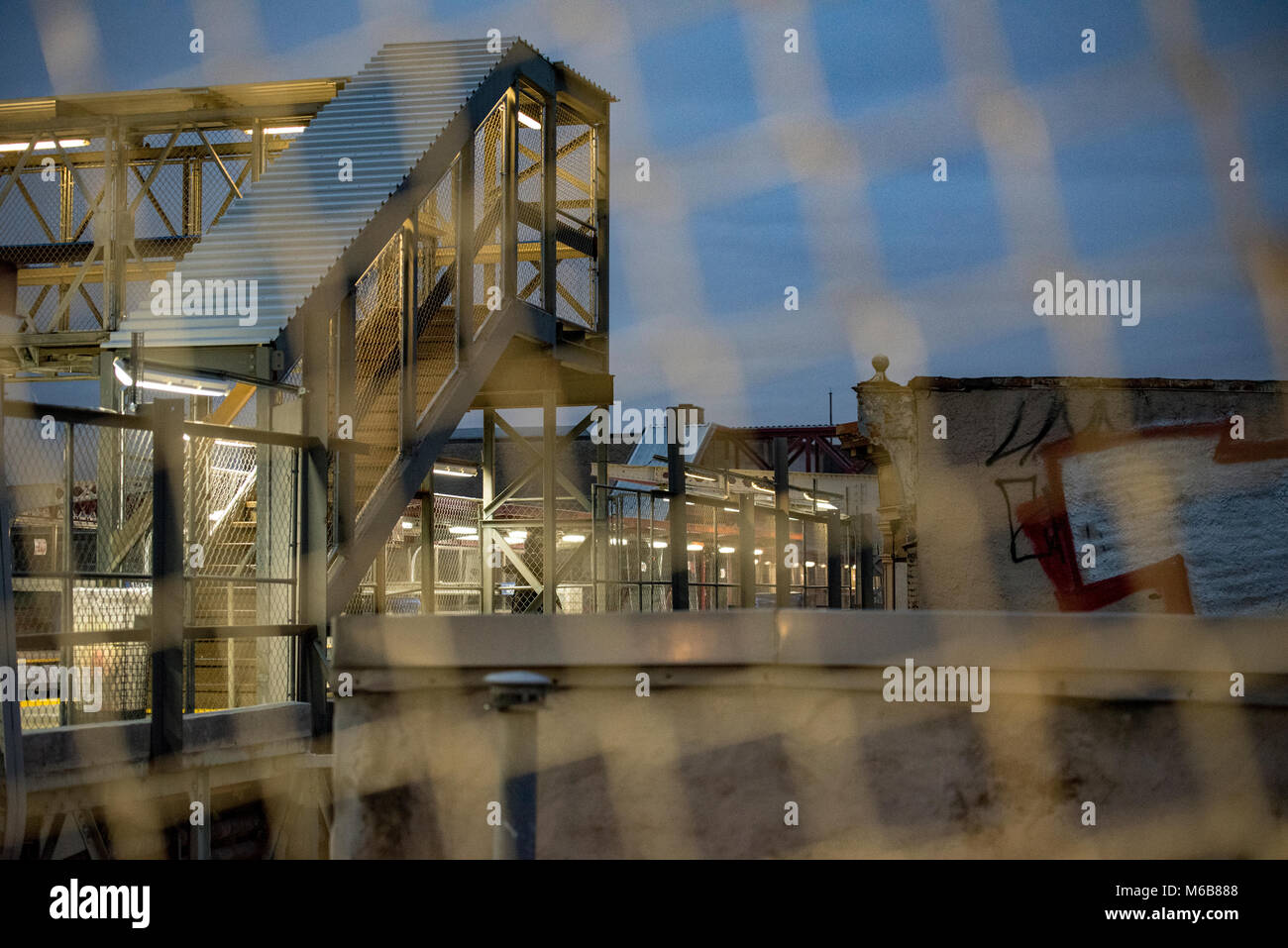An abstract view of an elevated train station Stock Photo - Alamy