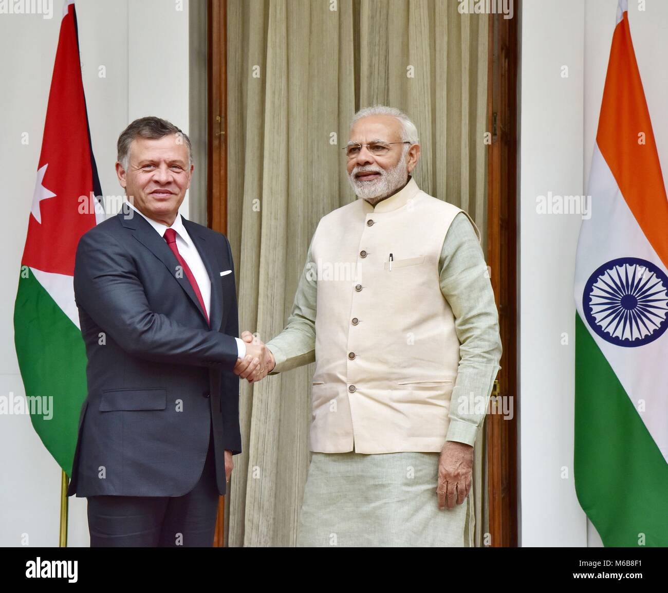 Indian Prime Minister Narendra Modi, right, greets King Abdullah II of ...