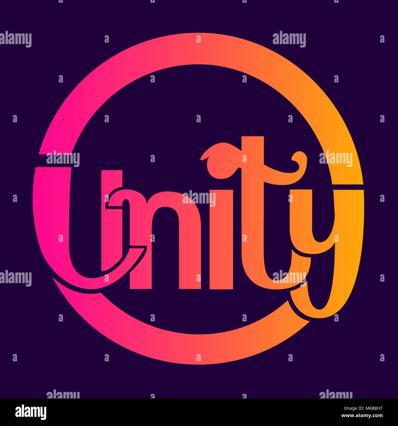 Logotype vector design - the word Unity in rainbow colors on dark ...