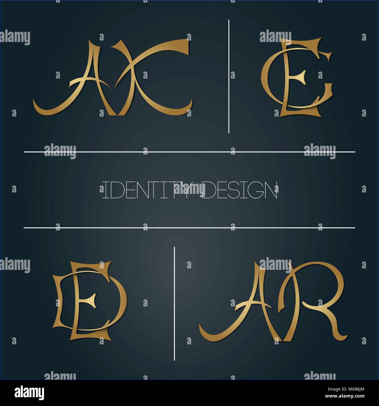 Set of stylish logotypes or monograms for design of initials or ...