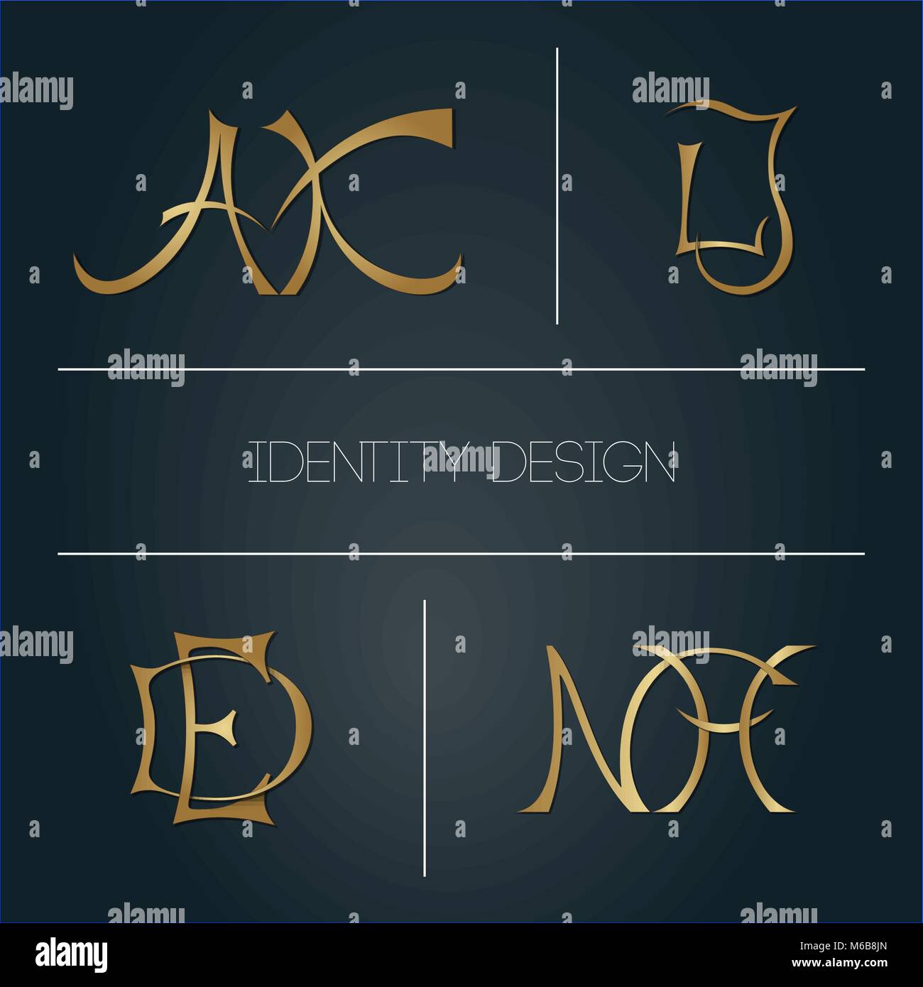 Set of stylized logotypes or monograms for design of initials or ...