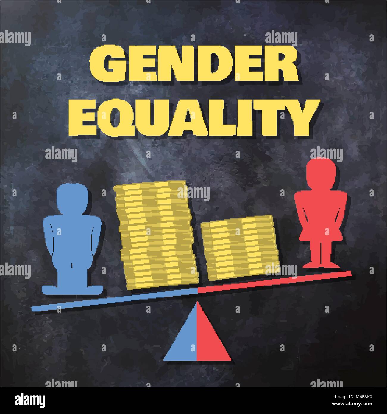 Gender inequality concept illustration - male and female figures ...