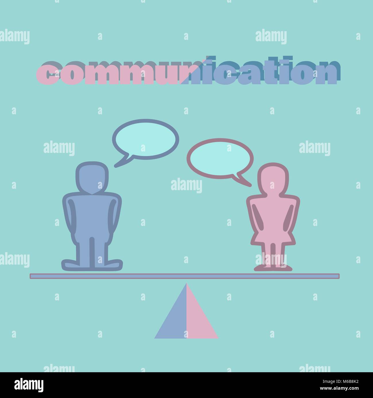 Communication concept illustration - male and female figurines with ...