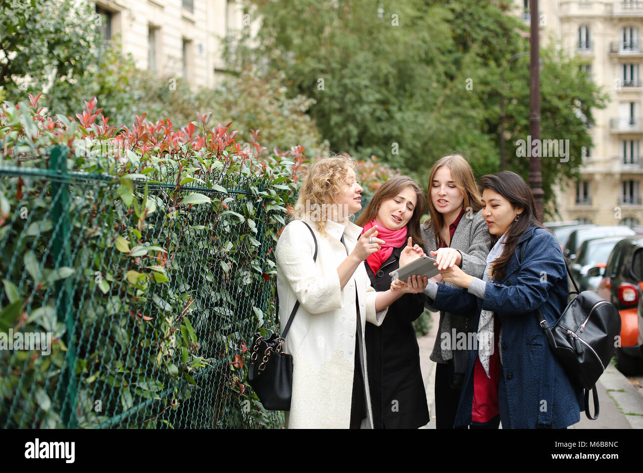 International students learning English and walking outside in Stock ...