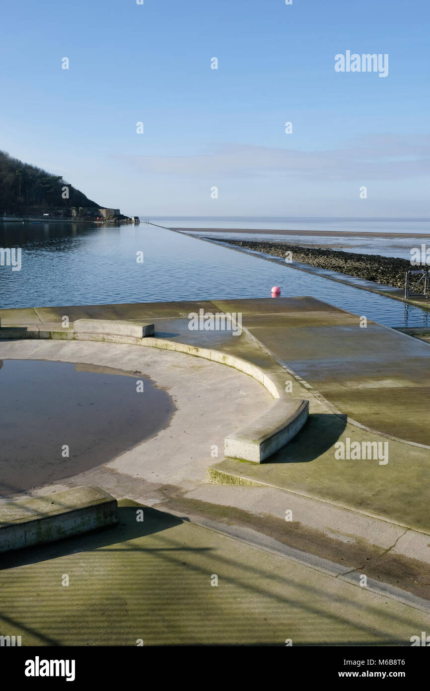 The sea water bathing and boating pool at Clevedon in Somerset,England ...