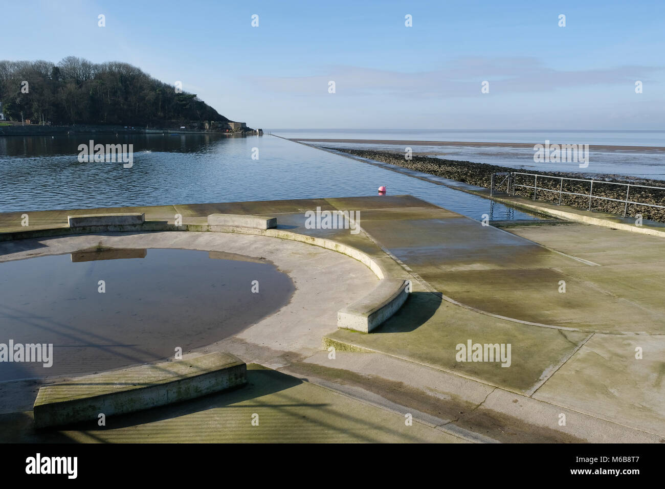 The sea water bathing and boating pool at Clevedon in Somerset,England ...