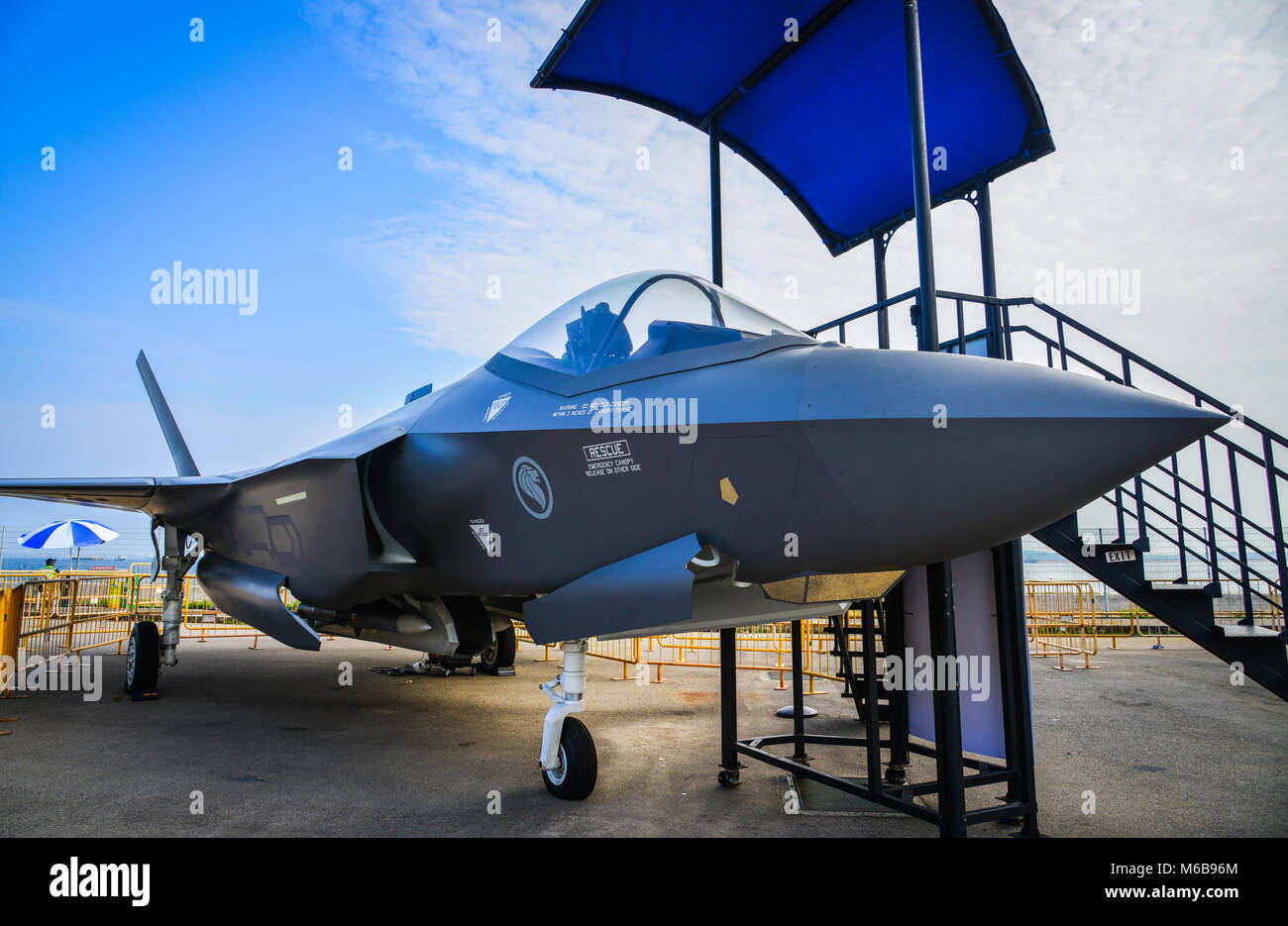 Singapore - Feb 10, 2018. A Lockheed Martin F-35 aircraft belong to the ...