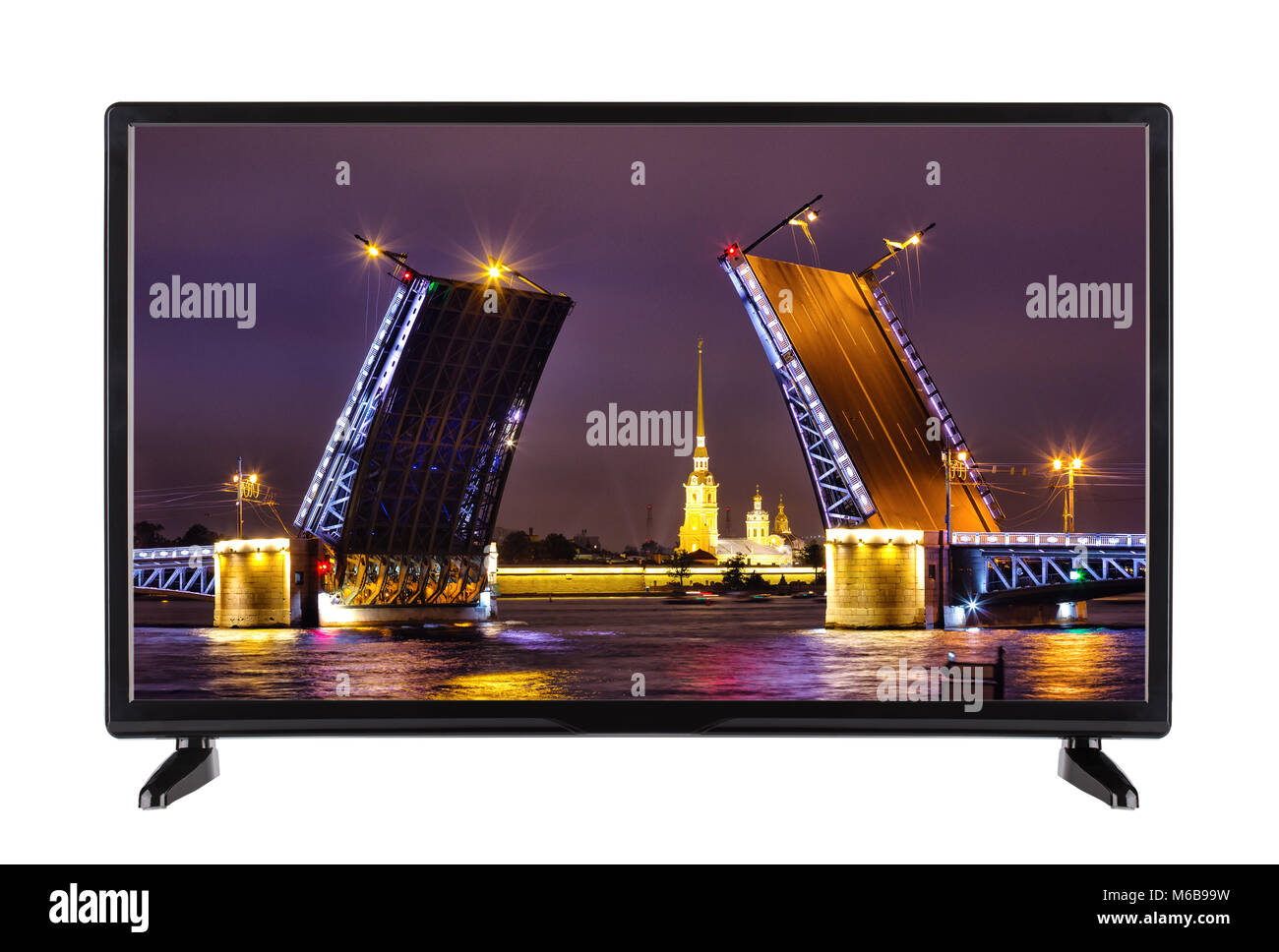 Modern television with the image of the night city Stock Photo - Alamy