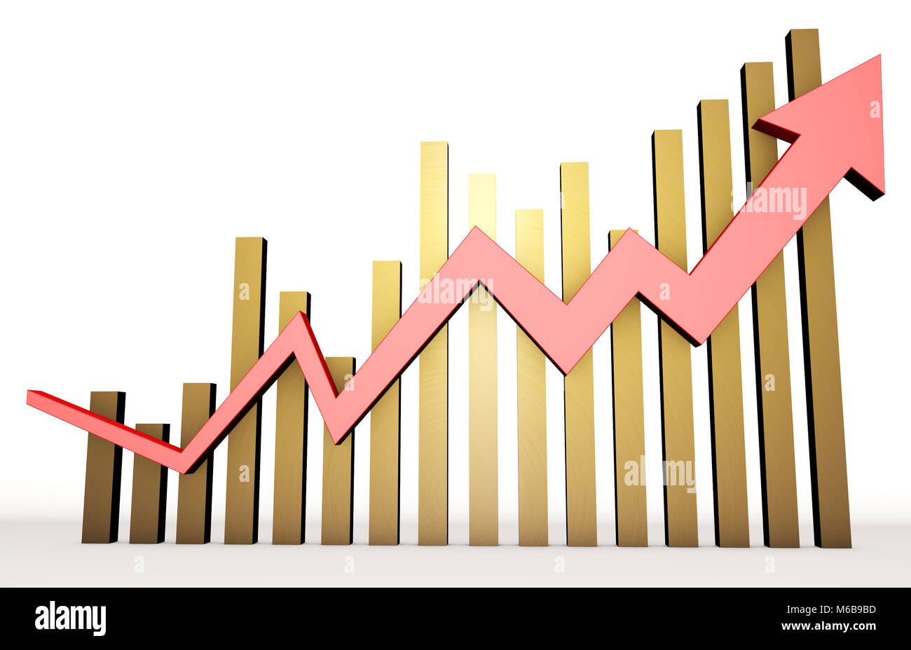Financial success arrow with bar chart, stock market infographic Stock ...