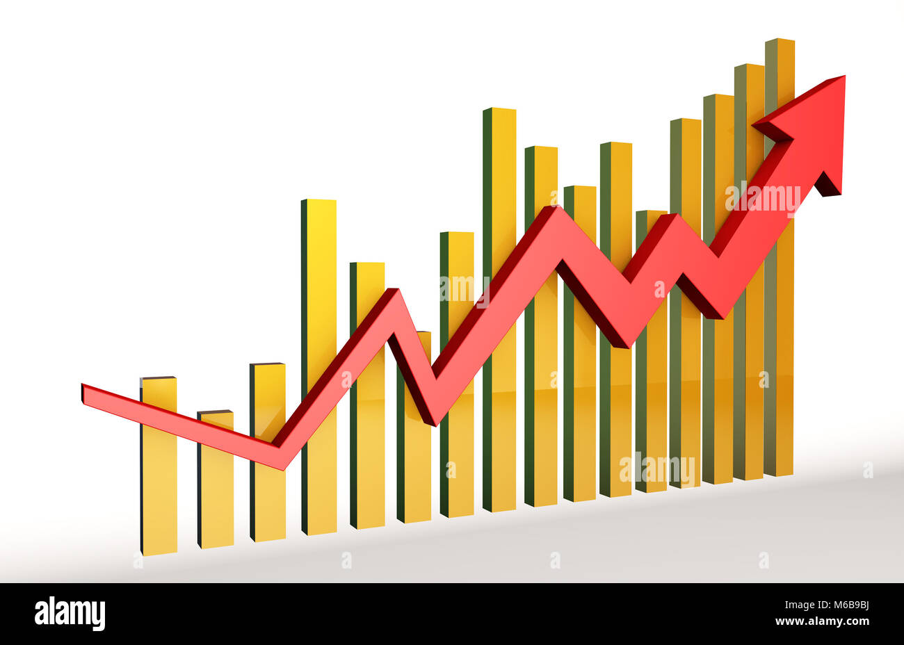 Financial success arrow with bar chart, stock market infographic Stock ...