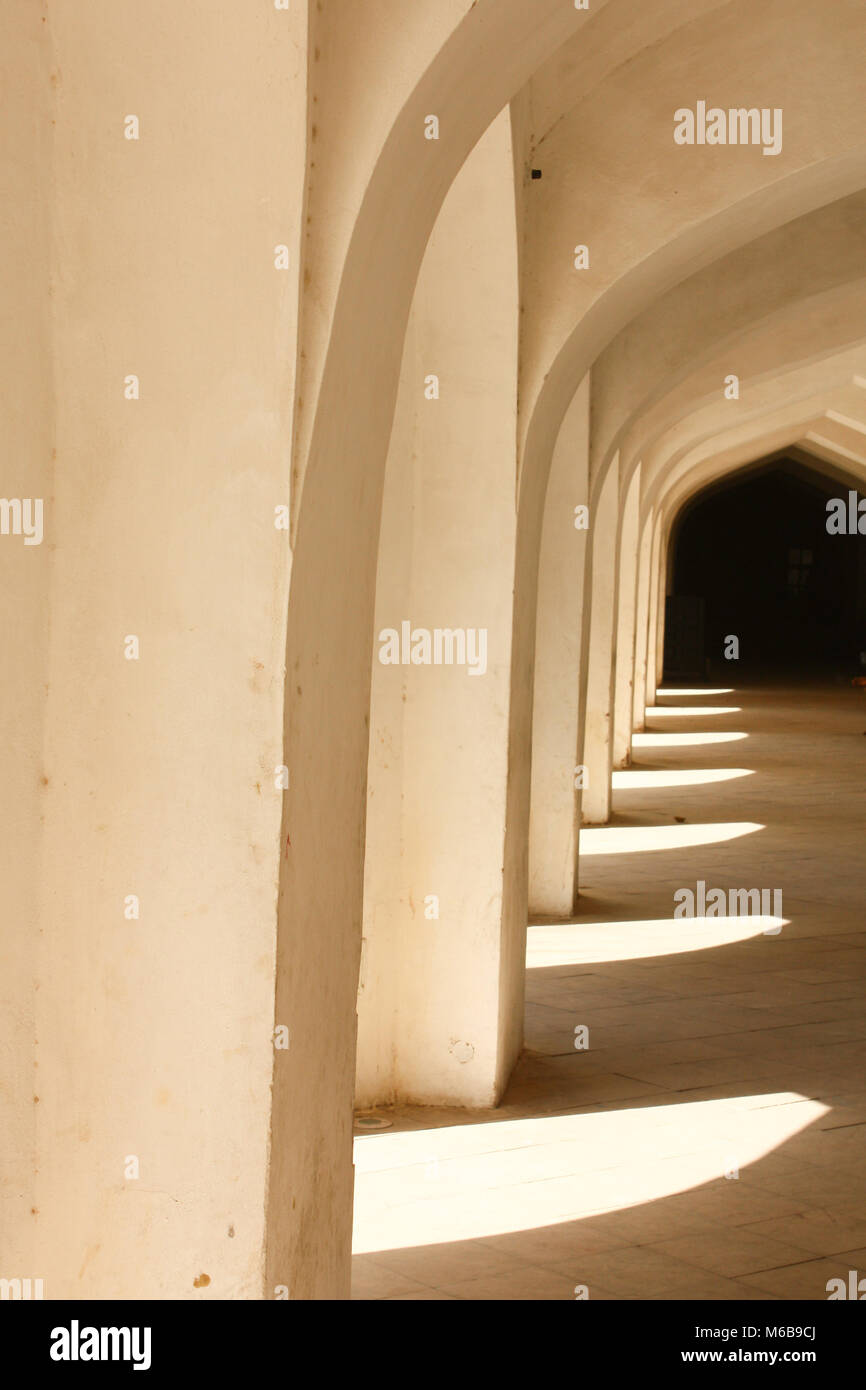 Geometric hallway in natural colors and central perspective. Taken in ...
