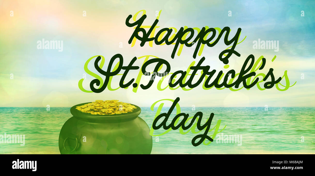 Happy St patricks day against beach scene Stock Photo - Alamy
