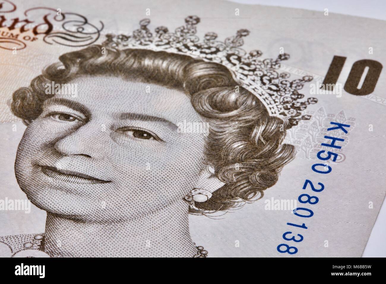 Portrait of Queen Elizabeth II on the old paper £10 banknote which went ...