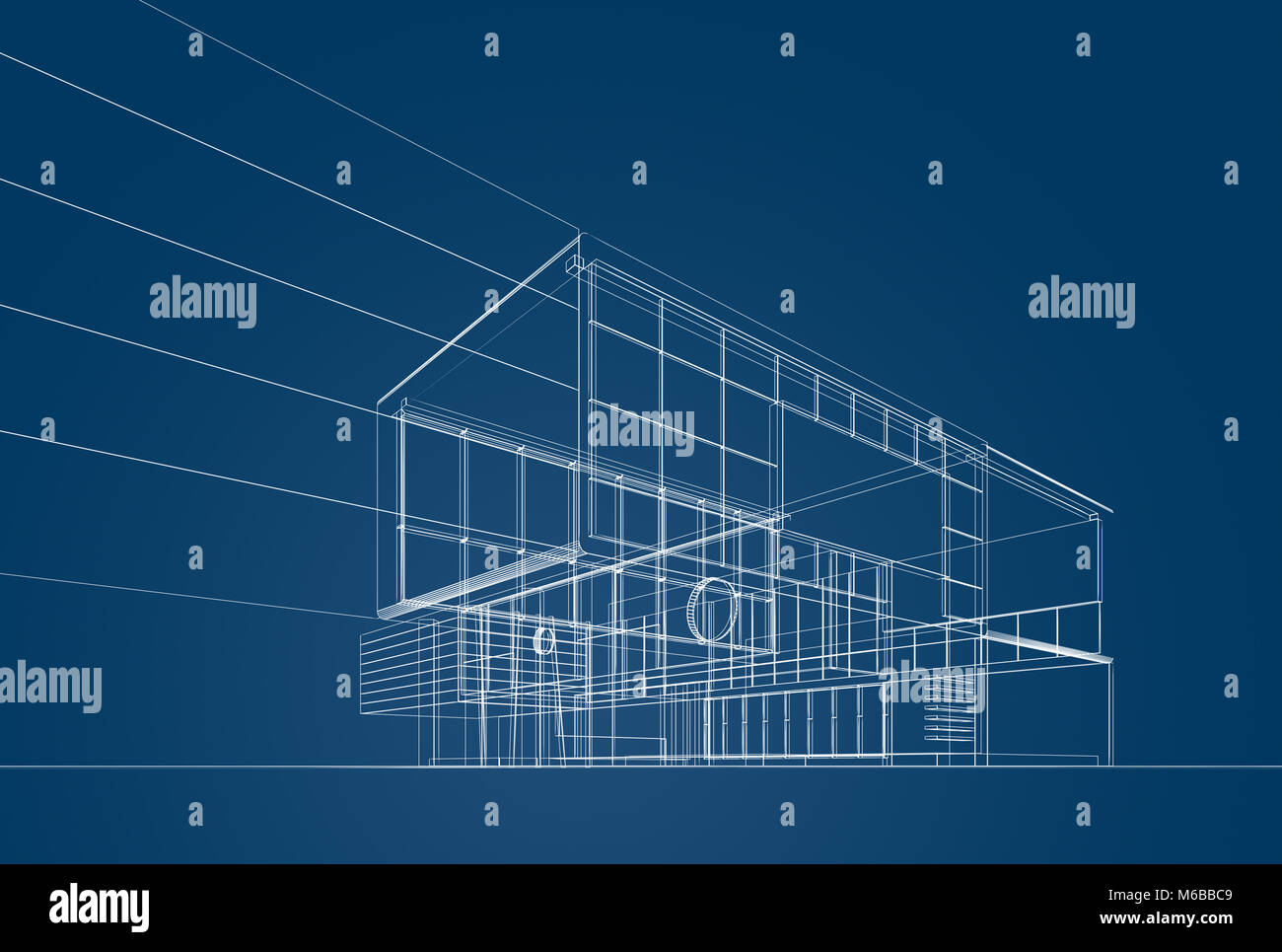 Architecture blueprint 3d rendering Stock Photo - Alamy