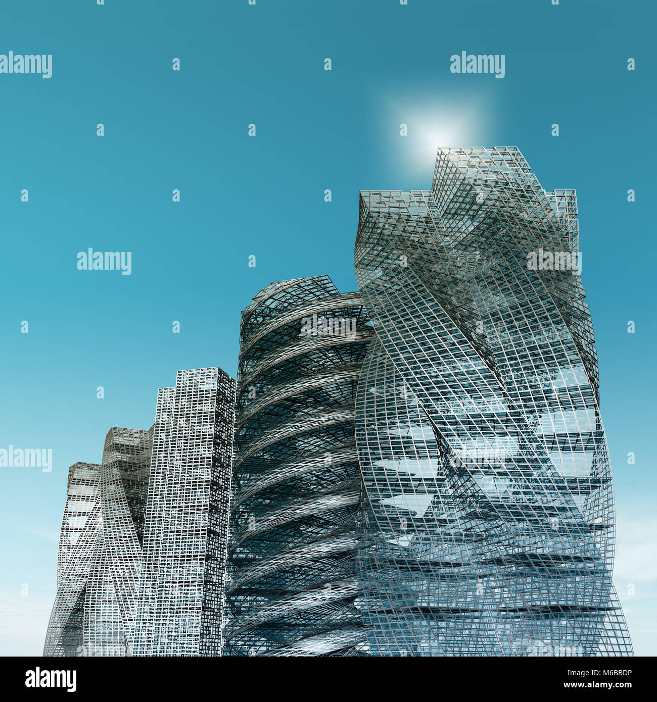 City skyscrapers 3d rendering construction Stock Photo - Alamy